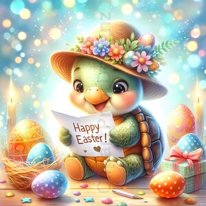 Cute Easter Turtles Clipart, Funny Watercolor Animal Images, High ...