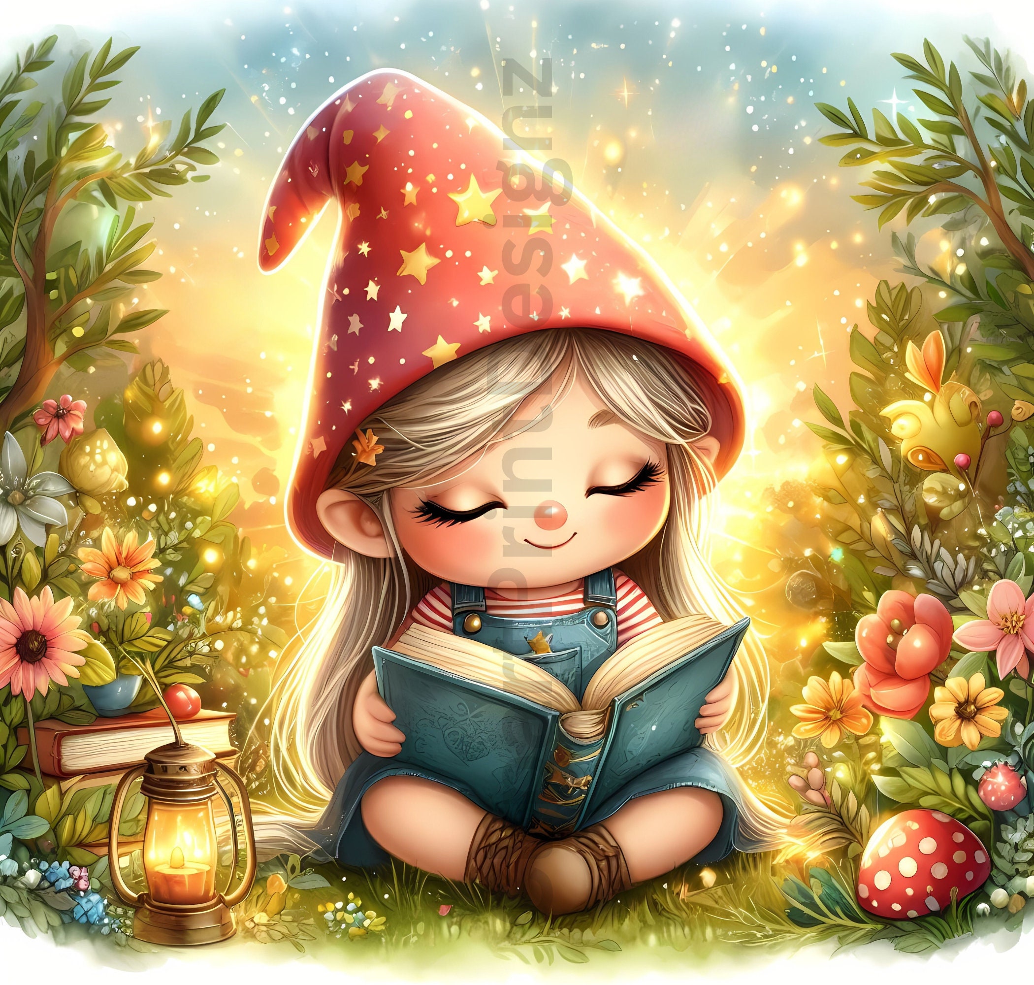 Cute Summer Gnome Girls Clipart Bundle, Watercolor Gomes Clip Art ...