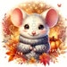 Cute Fall Mouse Clipart Bundle, Watercolor Autumn Mice Clip Art Images ...