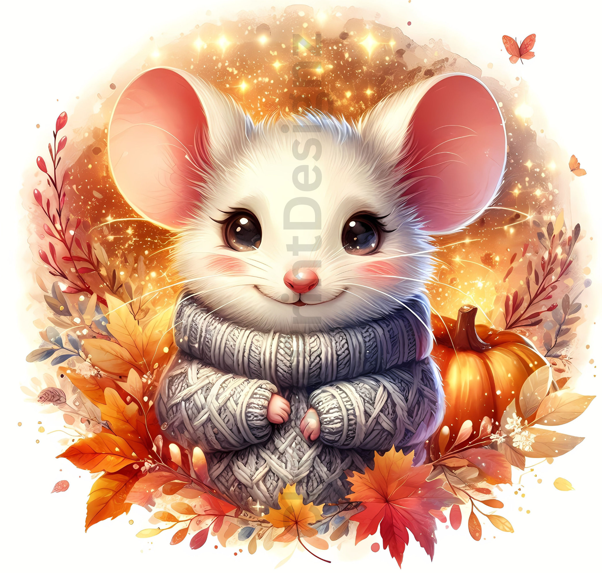 Cute Fall Mouse Clipart Bundle, Watercolor Autumn Mice Clip Art Images ...