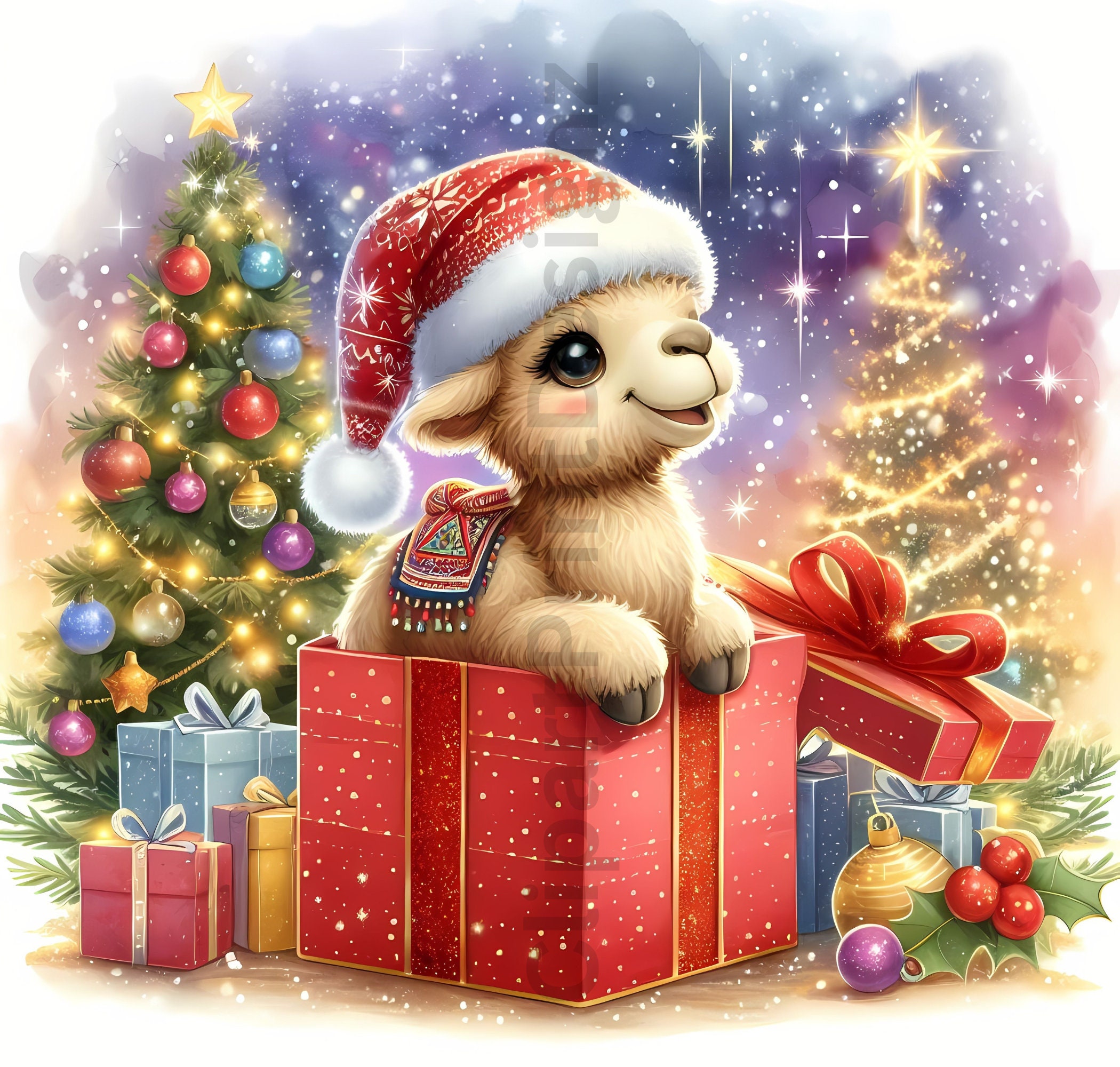 Cute Christmas Camels Clipart Bundle, Xmas Camel Clip Art Images ...