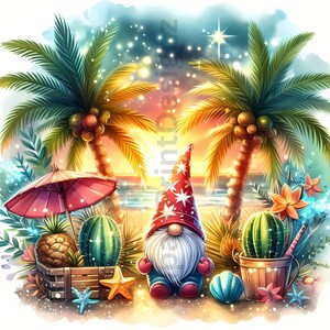 Cute Summer Gnomes Clipart Bundle, Watercolor Gomes Clip Art Images ...