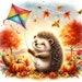 Cute Fall Hedgehogs Clipart Bundle, Watercolor Autumn Hedgehog Clip Art ...