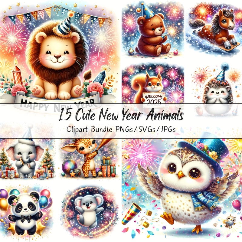 Clip Art Happy New Year - Etsy