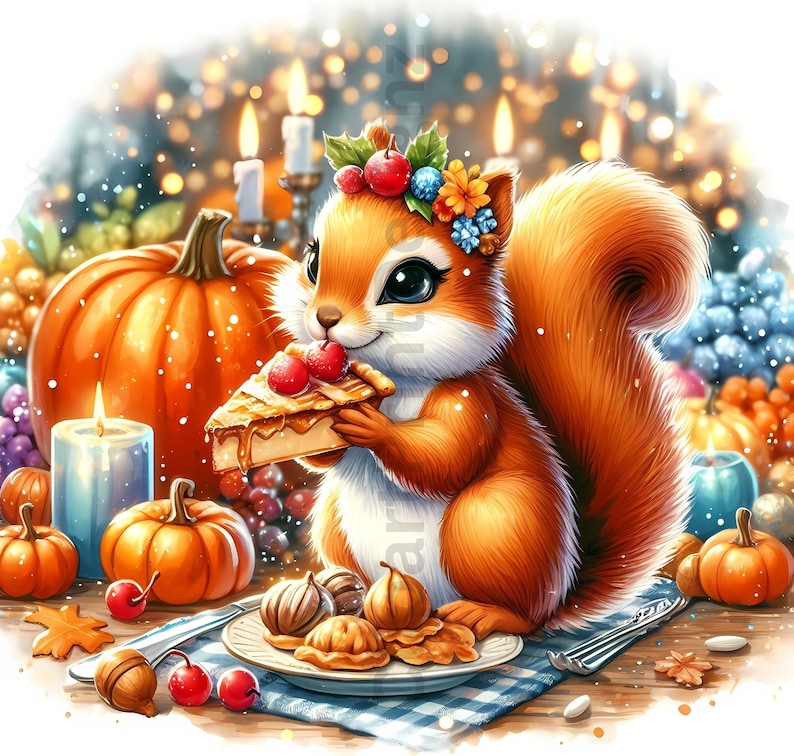 Happy Thanksgiving Animals Clipart Bundle, Watercolor Animal Clip Art ...