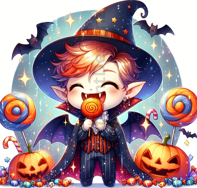 Cute Halloween Vampires Clipart Bundle, Watercolor Vampire Clip Art ...