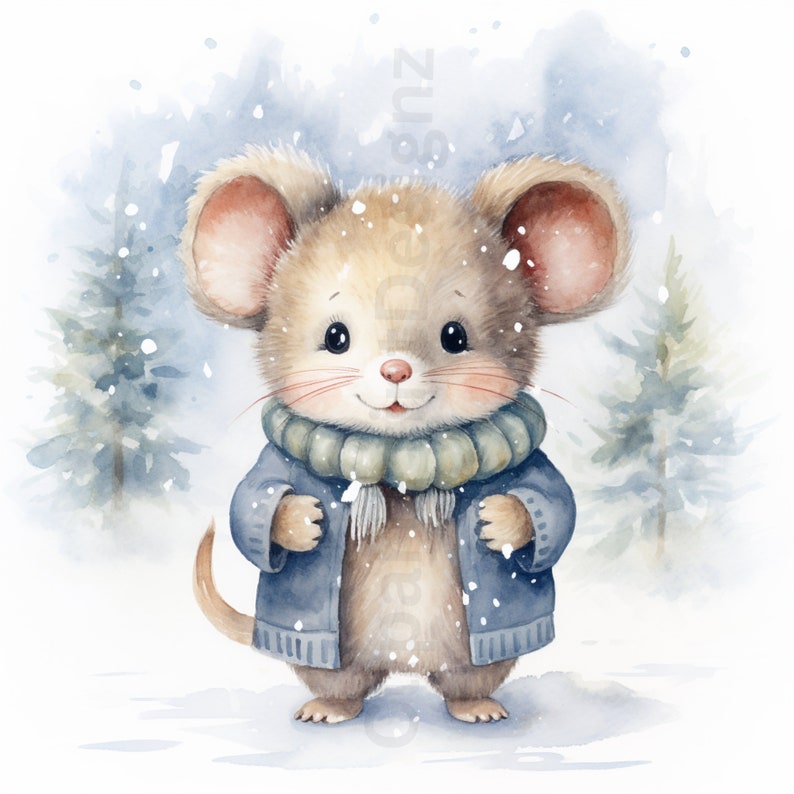 Cute Watercolor Winter Mouse Clipart Bundle, Mice, Winter Activities ...