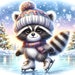 Cute Winter Raccoon Clipart Bundle, Festive Watercolor Clip Art Images ...