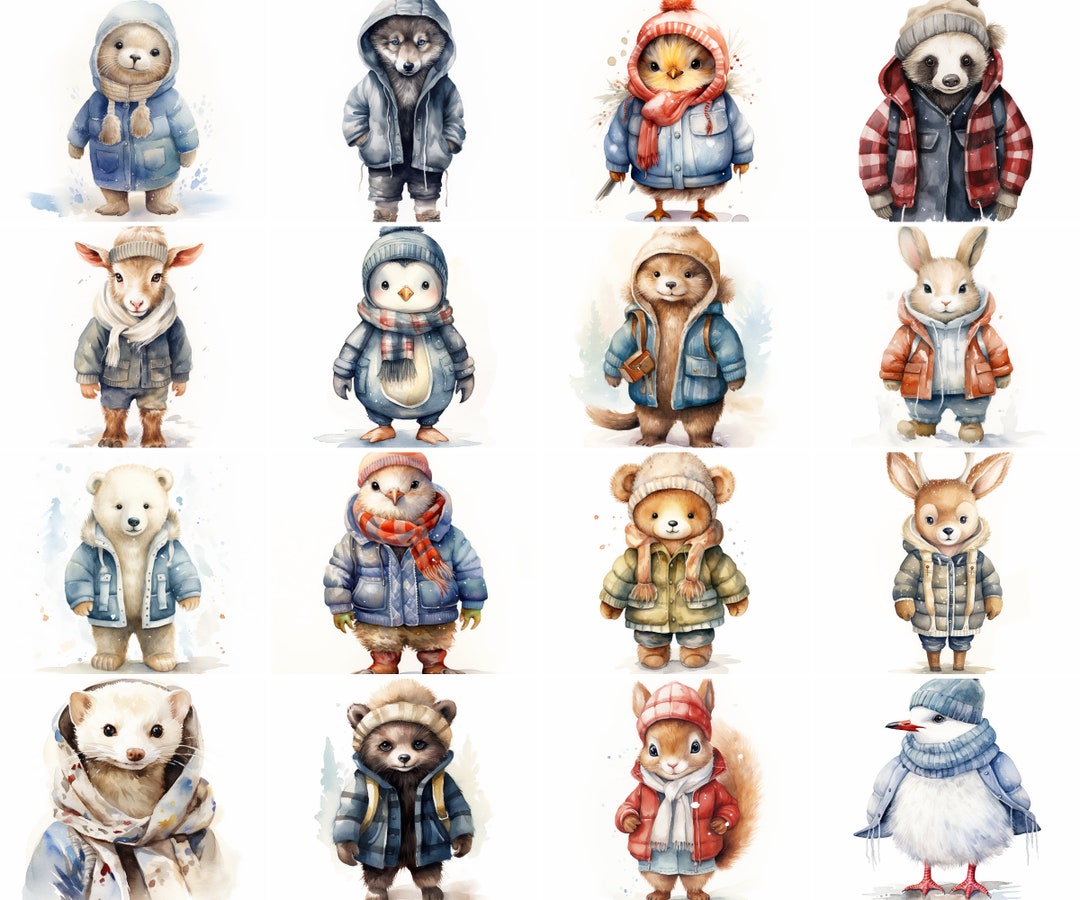 Watercolor Winter Animals Clipart, Christmas Animals Bundle, Animals ...