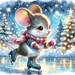 Cute Winter Animals Ice Skating Clipart Bundle, Festive Watercolor Clip ...