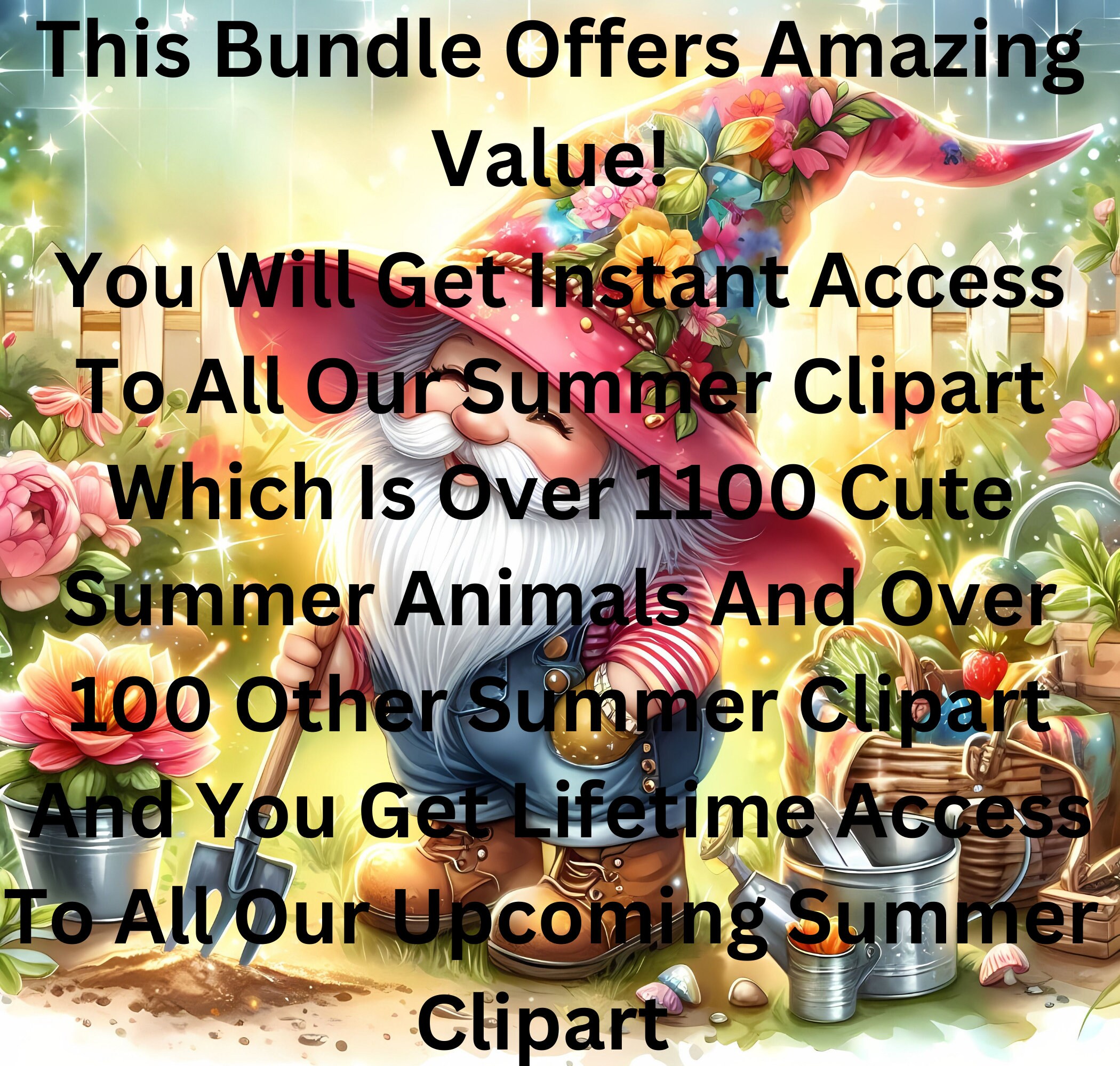 1200+ Summer Clipart, Cute Mega Animal Gnomes Bundle, Watercolor Clip ...