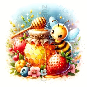 Cute Summer Bees Clipart Bundle, Watercolor Bee Clip Art Images, High ...