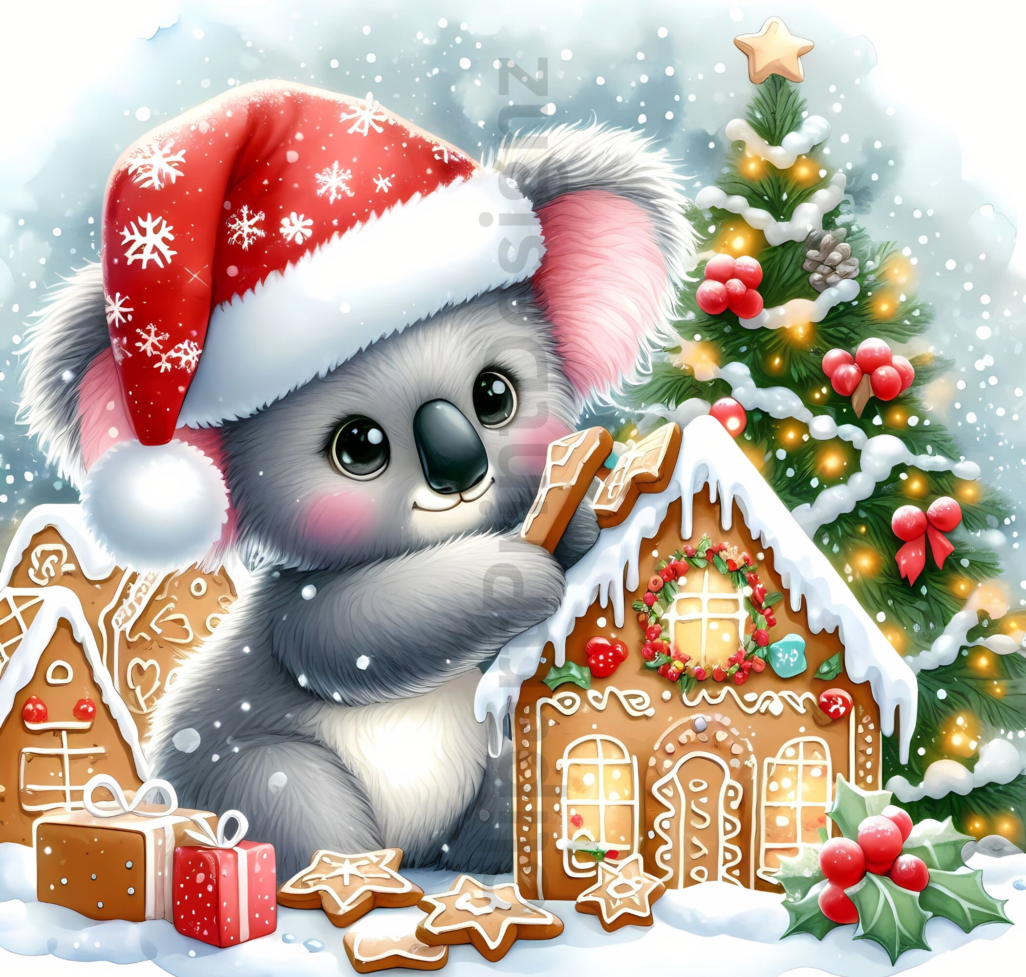 Cute Christmas Koalas Clipart Bundle, Xmas Koala Clip Art Images ...