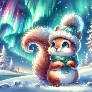 Cute Winter Squirrel Clipart Bundle, Festive Watercolor Clip Art Images ...