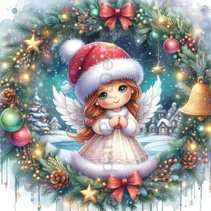 Cute Christmas Angels Clipart Bundle, Xmas Angel Clip Art Images ...