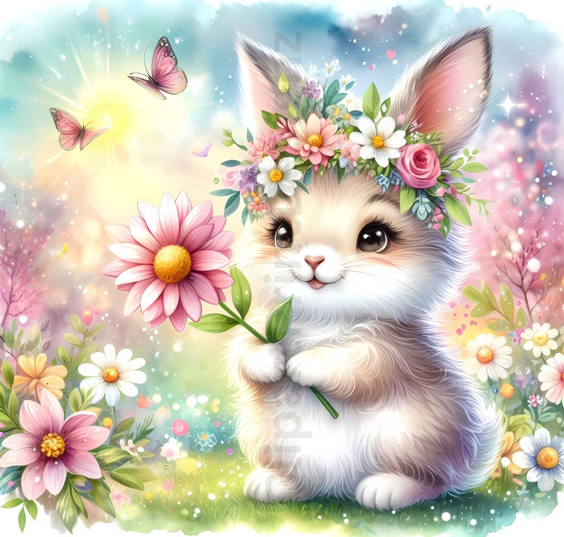 Cute Spring Hares Clipart Bundle, Watercolor Clip Art Images, High ...