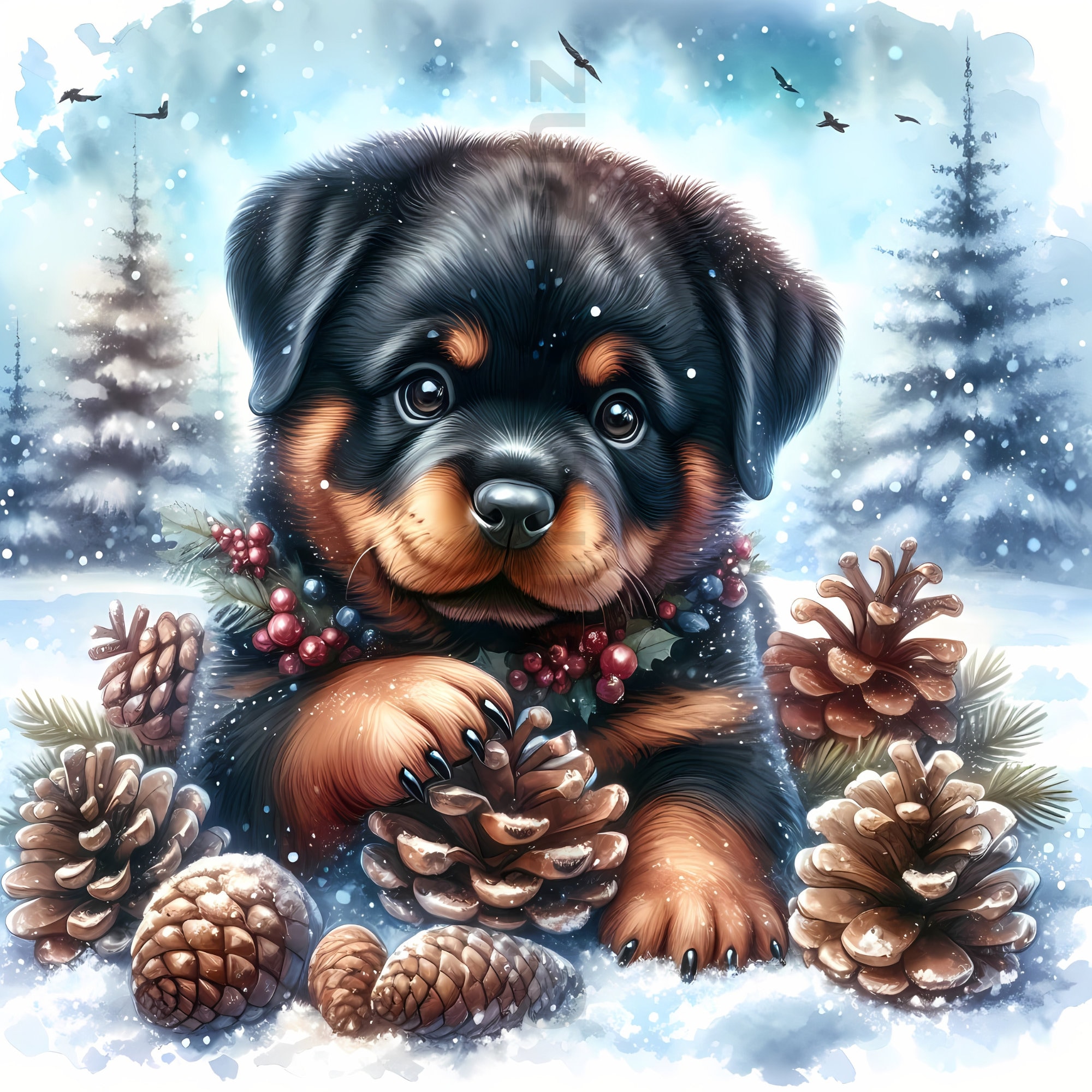 Cute Winter Dog Breeds Clipart Bundle Festive Watercolor Clip - Etsy