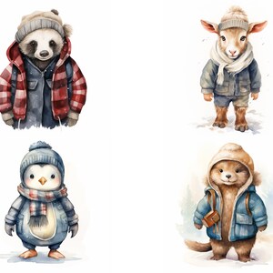 Watercolor Winter Animals Clipart, Christmas Animals Bundle, Animals ...