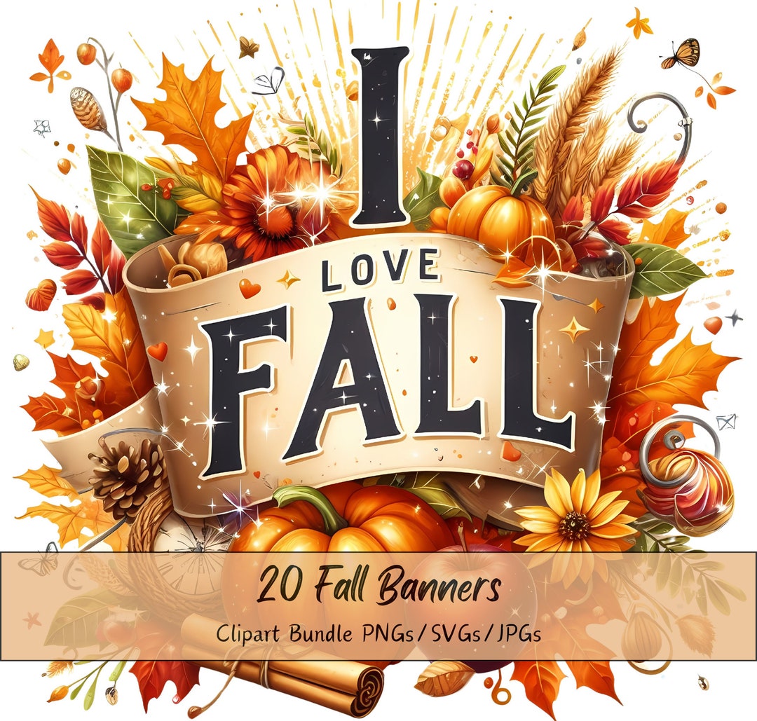 Fall Banners Clipart Bundle, Watercolor Autumn Clip Art Images, High Quality Banner Files ...