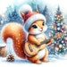 Cute Winter Squirrel Clipart Bundle, Festive Watercolor Clip Art Images ...