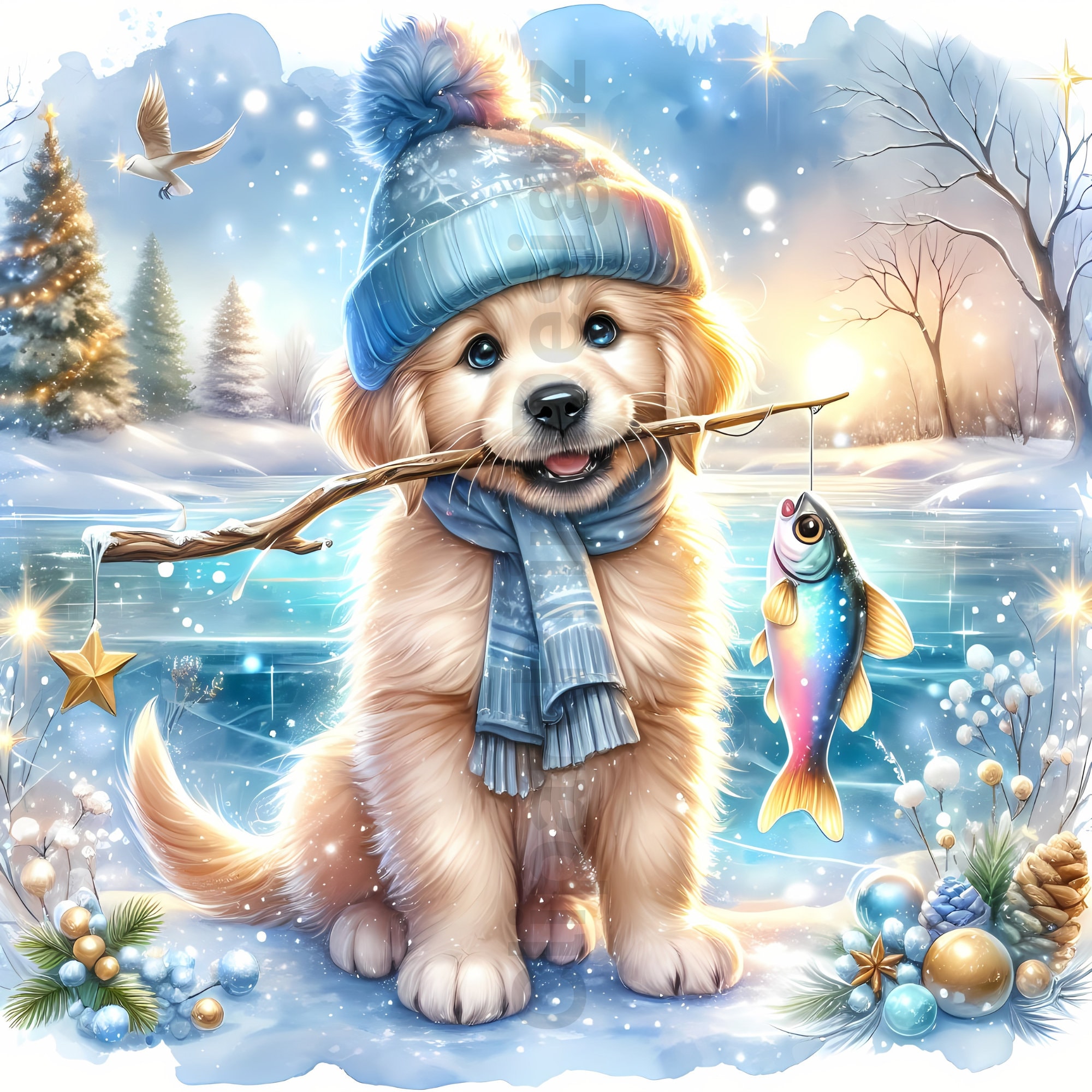 Cute Winter Dog Breeds Clipart Bundle Festive Watercolor Clip - Etsy