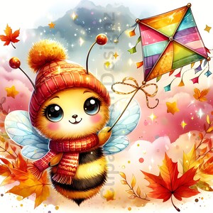Cute Fall Bees Clipart Bundle, Watercolor Bee Clip Art Images, High ...