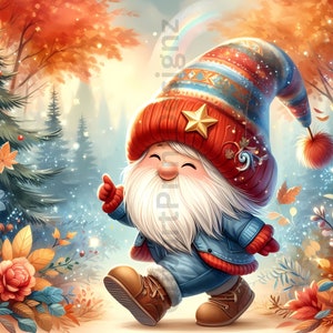 Cute Fall Gnomes Clipart Bundle, Watercolor Gnome Clip Art Images, High ...