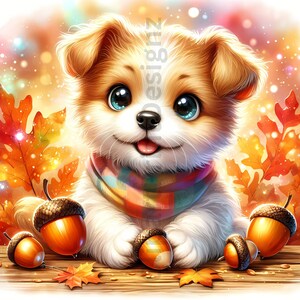 Cute Fall Dogs Clipart Bundle, Watercolor Autumn Dog Clip Art Images ...
