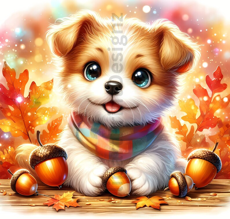 Cute Fall Dogs Clipart Bundle, Watercolor Autumn Dog Clip Art Images ...