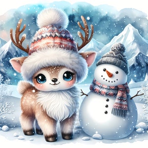 Cute Winter Arctic Animals Clipart Bundle, Festive Watercolor Clip Art ...