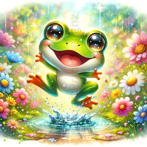 Cute Spring Frogs Clipart Bundle, Watercolor Clip Art Images, 20 High ...