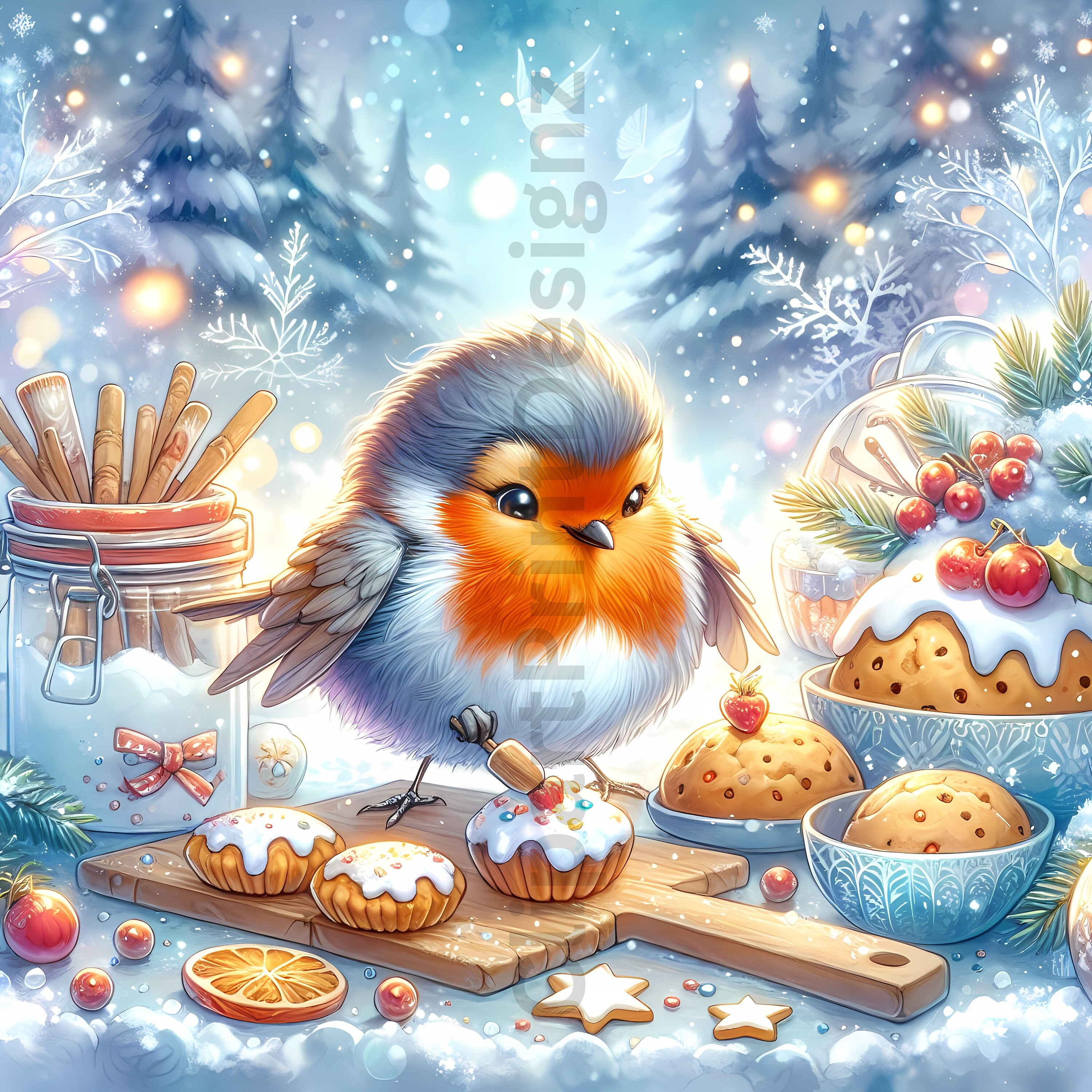 Cute Animals Baking Winter Treats, Clipart Bundle, Festive Watercolor ...