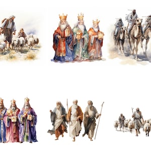 Watercolor Nativity Scene Clipart, Cute Christmas Bundle, Jesus and ...