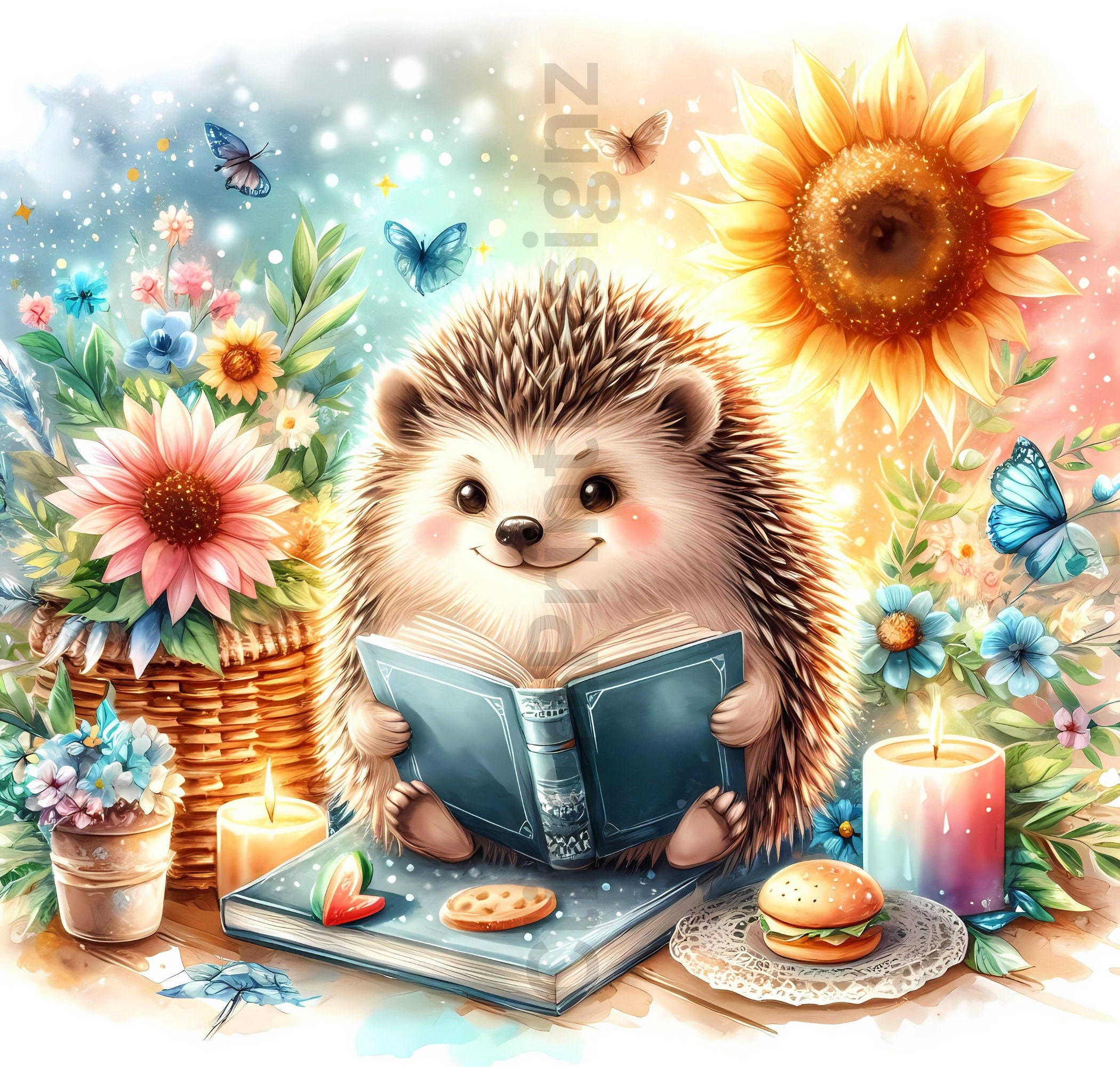 Cute Summer Hedgehogs Clipart Bundle, Watercolor Hedgehog Clip Art ...
