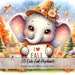 Cute Fall Elephants Clipart Bundle, Watercolor Elephant Clip Art Images ...