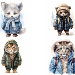 Watercolor Winter Animals Clipart, Christmas Animals Bundle, Animals ...