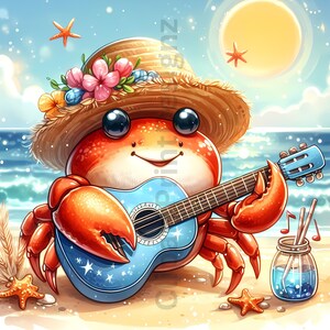 Cute Summer Crabs Clipart Bundle, Watercolor Crab Clip Art Images, High ...