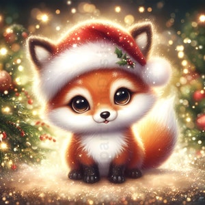 Cute Christmas Fox Clipart Bundle, Baby Animals, 28 High Quality Pngs ...