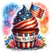 4th July Cupcakes Clipart Bundle, Watercolor Patriotic Files, High ...