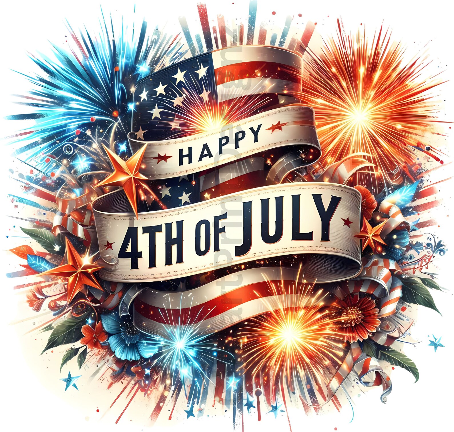 4th July Banners Clipart Bundle, Watercolor Patriotic Happy Files, High ...