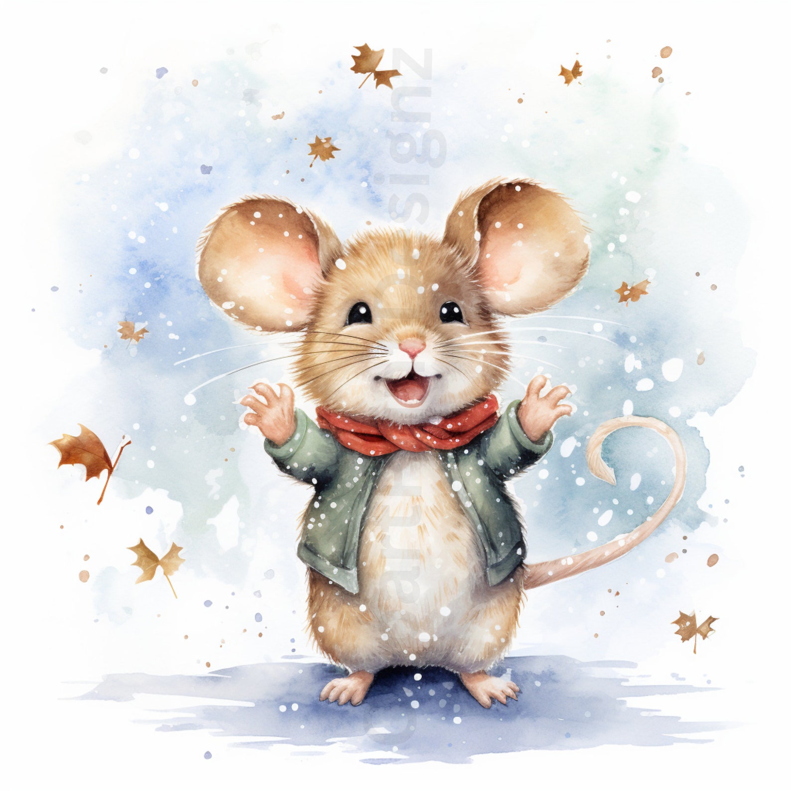 Cute Watercolor Winter Mouse Clipart Bundle, Mice, Winter Activities ...