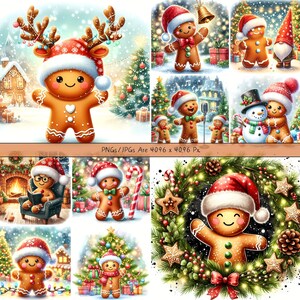 Cute Christmas Gingerbread Man Clipart Bundle, Xmas Men Clip Art Images ...