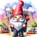 Cute Back to School Gnomes Clipart Bundle, Watercolor Gnome Clip Art ...