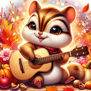 Cute Fall Chipmunks Clipart Bundle, Watercolor Autumn Chipmunk Clip Art ...