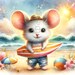 Cute Summer Mouse Clipart Bundle, Watercolor Mice Clip Art Images, High ...