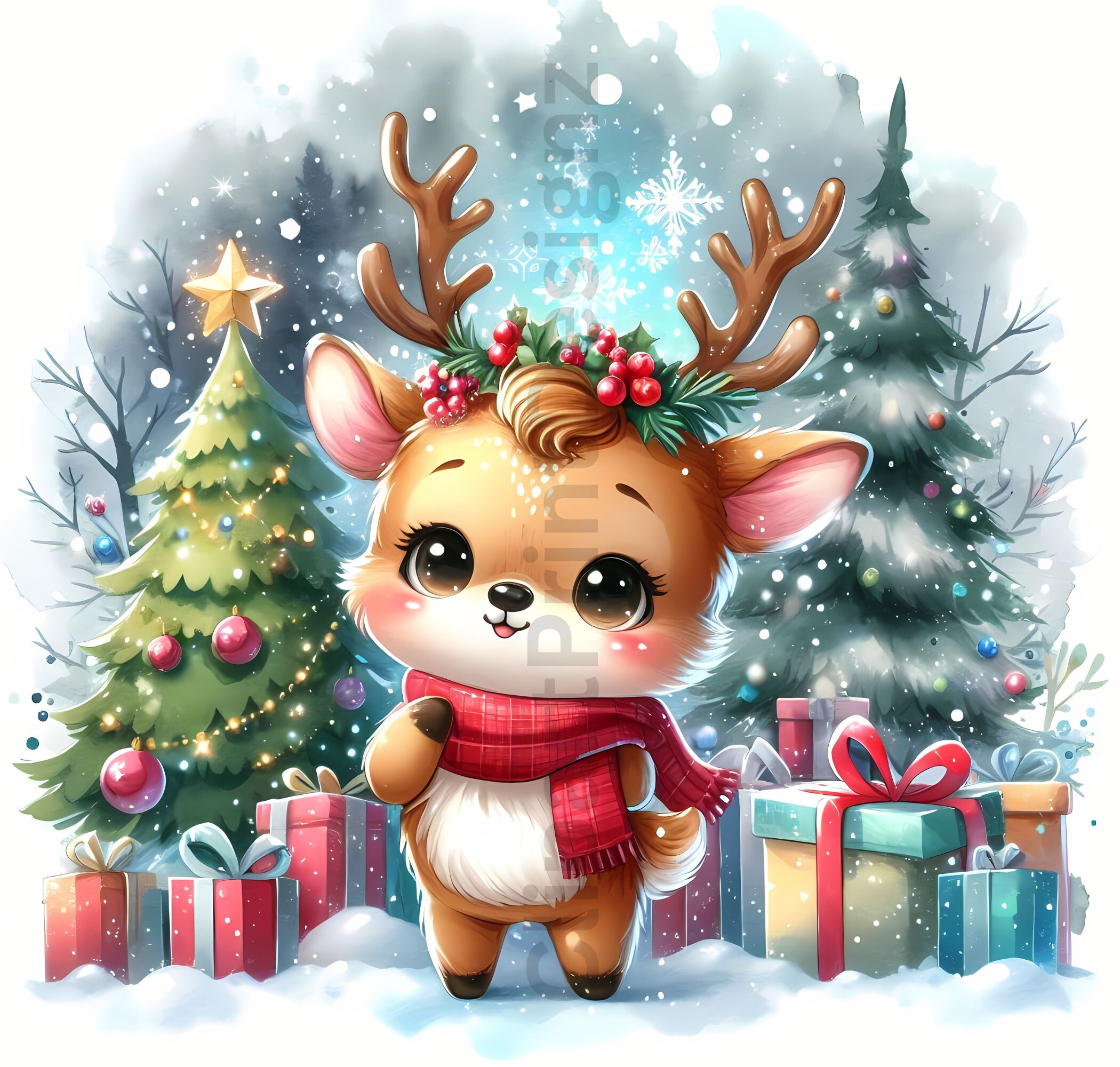 Cute Christmas Reindeers Clipart Bundle, Xmas Reindeer Clip Art Images ...