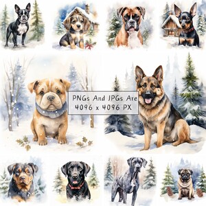 20 Cute Winer Dog Breeds, Watercolor Clipart Bundle, High Quality Pngs ...