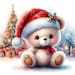 Cute Watercolor Christmas Teddy Bear, 20 High Quality Pngs and Jpgs ...