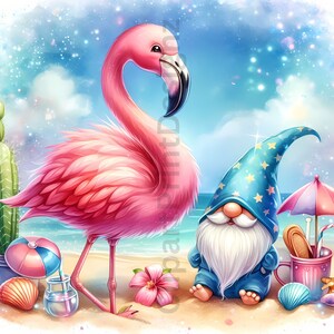 Cute Summer Flamingos Clipart Bundle, Watercolor Flamingo Clip Art ...