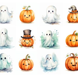 133 Cute Watercolor Halloween Clipart Bundle, Very Cute Mega Halloween ...